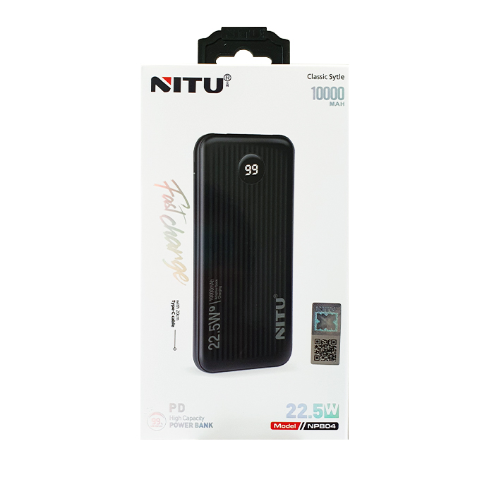 مشخصات پاوربانک 10 هزار میلی آمپر NITU مدل NPB04 مشکی (6 ماه گارانتی ...
